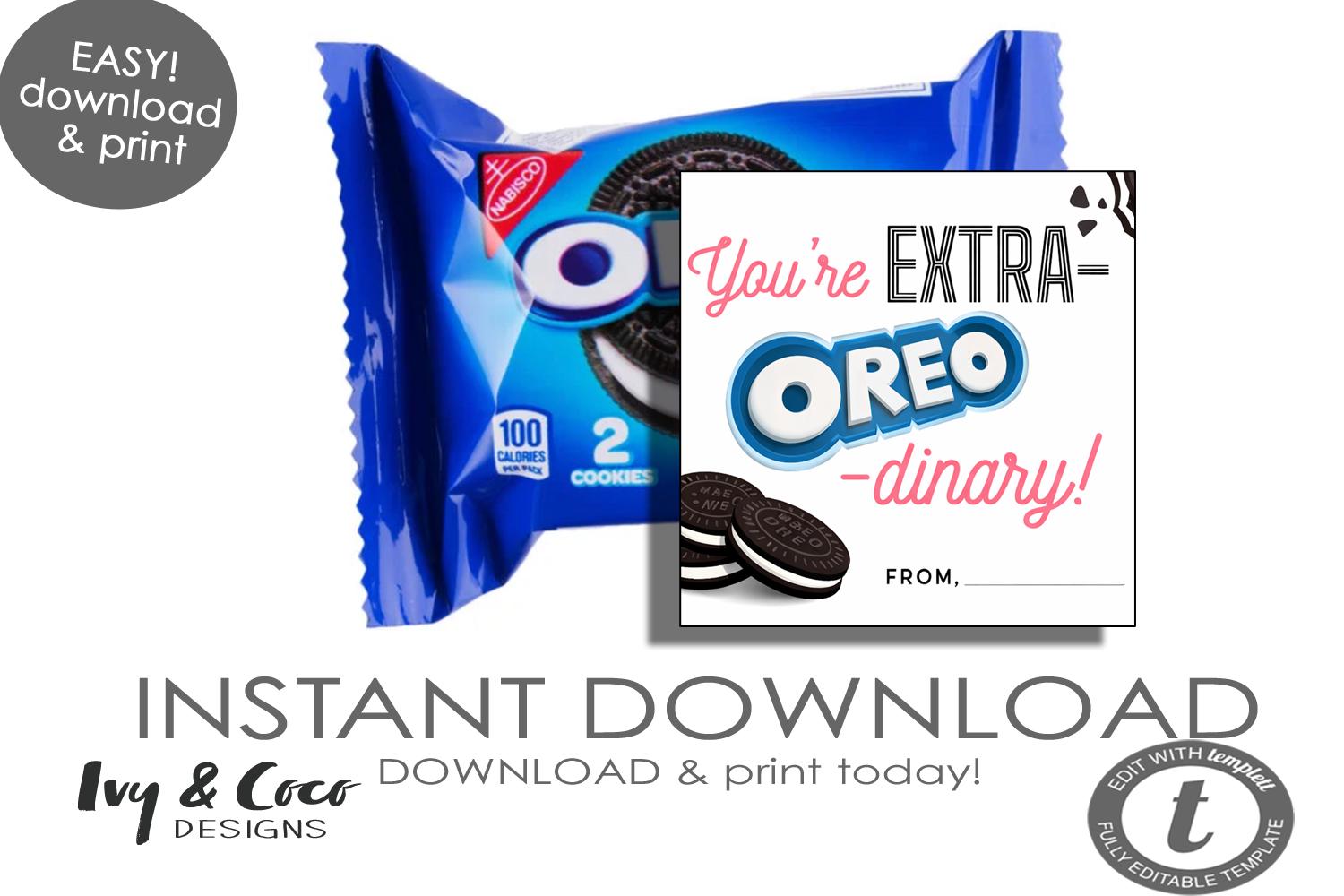Printable for OREO Cookies, You're Extra- Oreo-dinary Download - Etsy