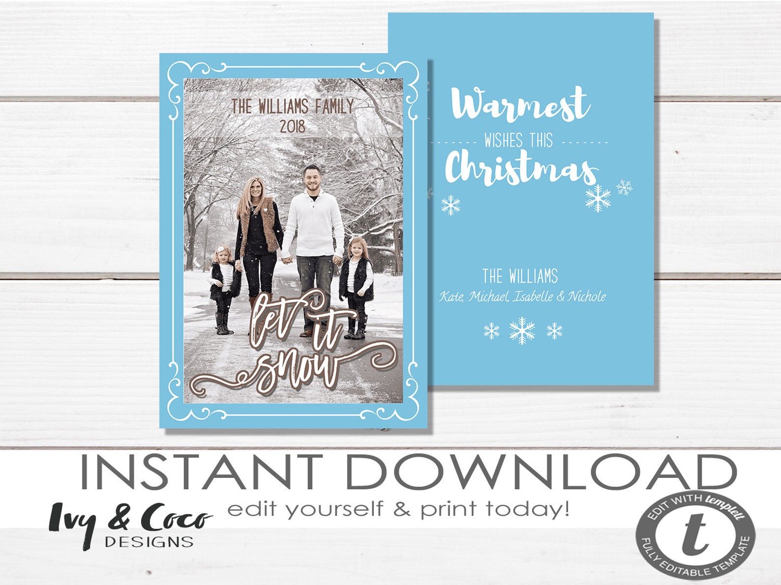 Digital Christmas Card With Photo Template Photo Holiday Card - Etsy