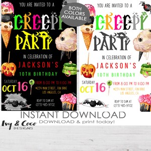 EDITABLE Creepy Halloween Party Invitation, Creepy Halloween Birthday ...