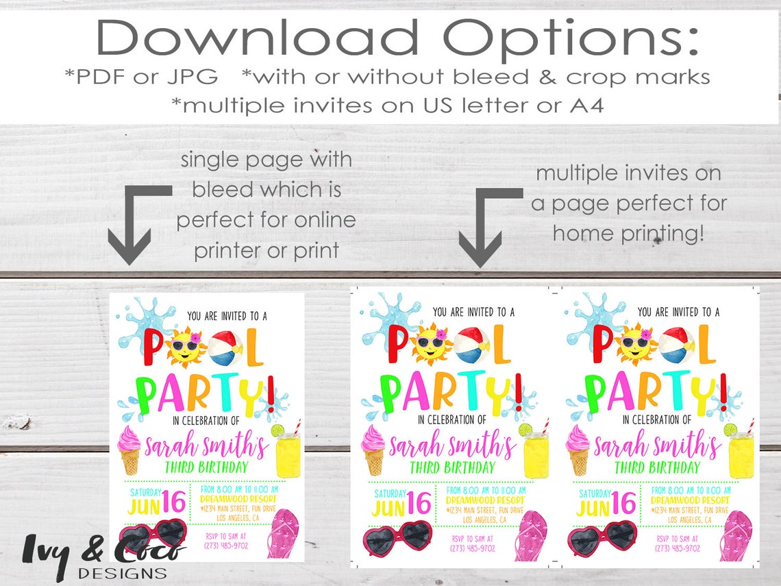 Swimming Birthday Party Invitation Pool Party Invitation - Etsy