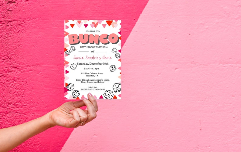 Valentine Bunco Party Invitation Pink and Red Printable Bunco - Etsy