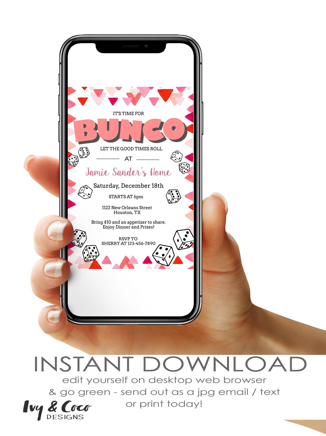 Valentine Bunco Party Invitation, Pink and Red Printable Bunco ...