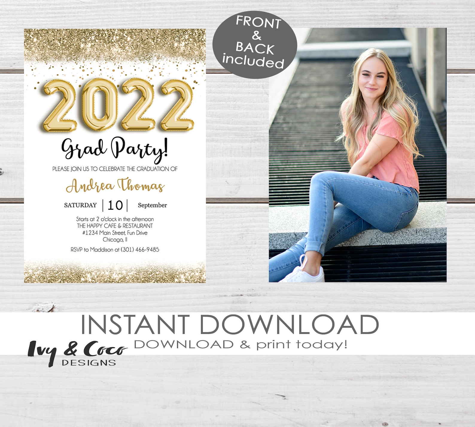 2022 Grad Party Invitation Instant Download Template - Etsy