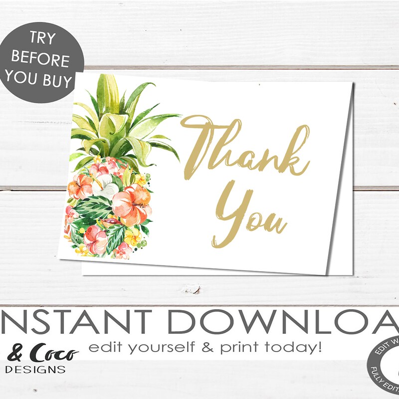 Pineapple Thank You - Etsy