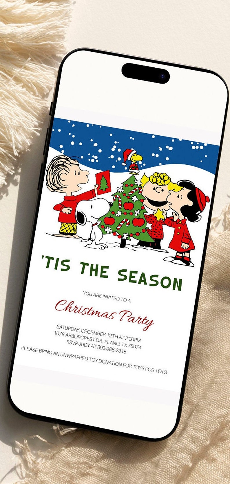 Peanuts Christmas Party Charlie Brown Invitation - Etsy