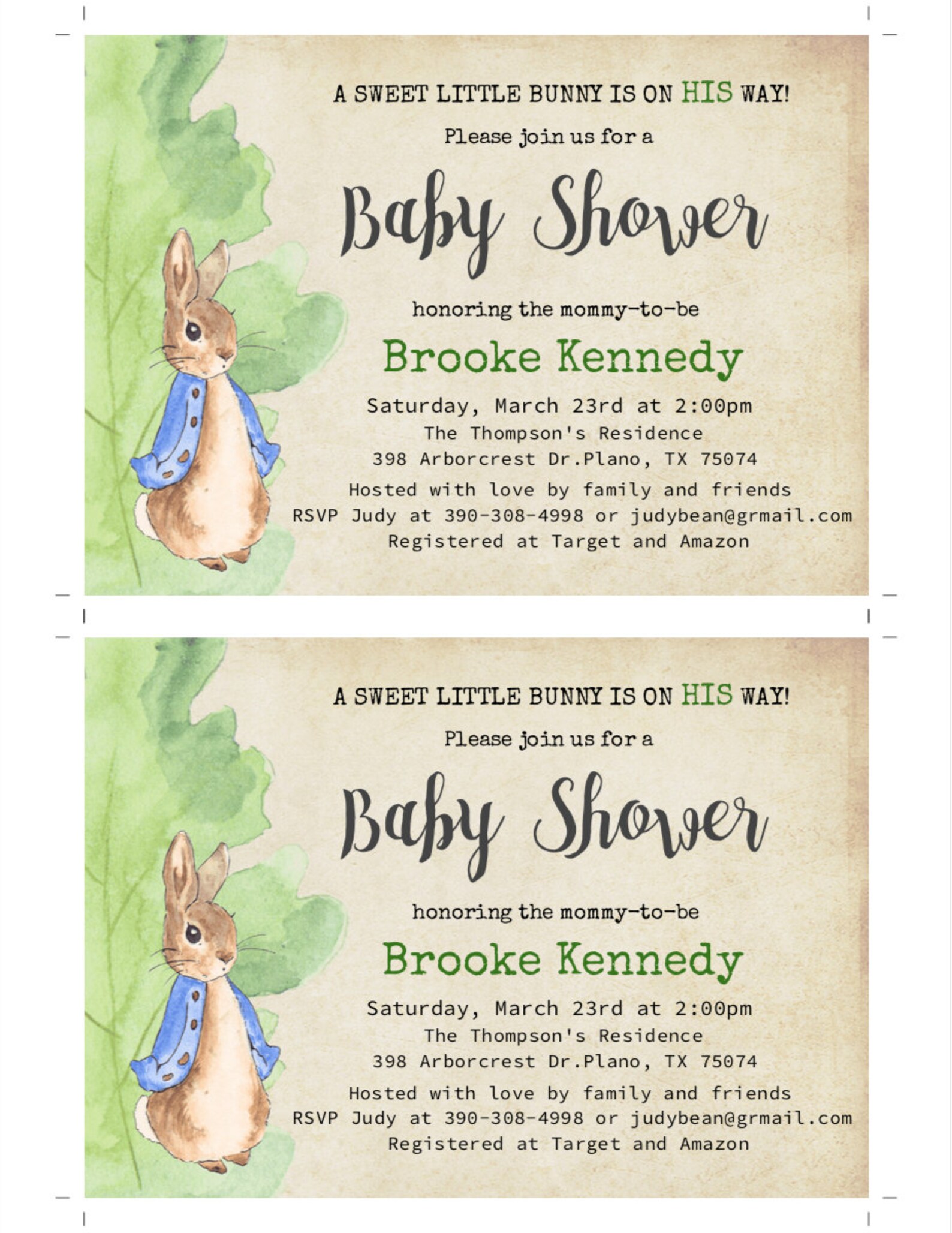 Peter Rabbit Baby Shower Instant Download, Editable, Digital Invitation ...