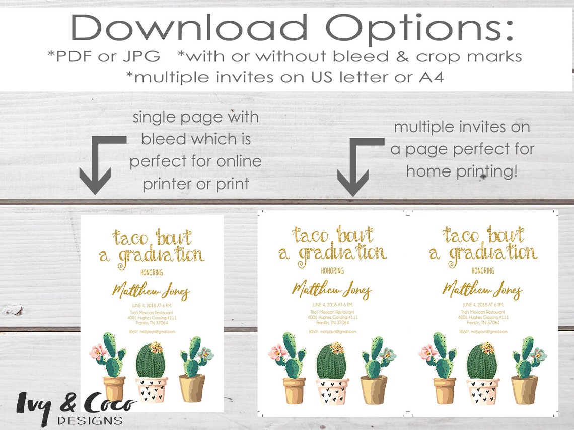 Taco Graduation Party Invitation Instant Download Template | Etsy