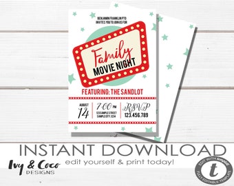 EDITABLE Movie Night Flyer, Printable PTA PTO Flyer, School Church ...