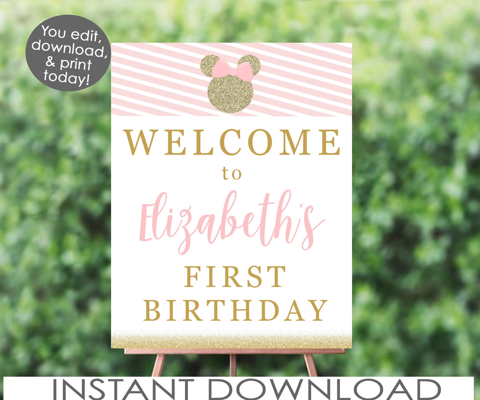 EDITABLE Milestone Birthday Welcome Sign | Editable Template ...