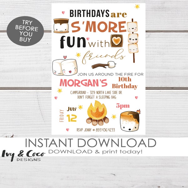 Camping Party Invitation - Etsy