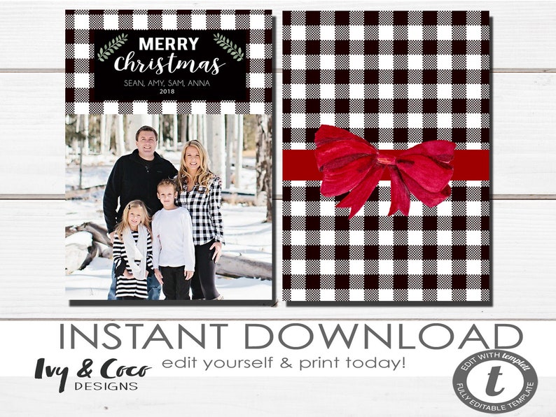 Buffalo Check Christmas Card Buffalo Plaid Christmas Card | Etsy