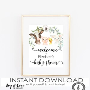 Farm Animal Welcome Sign | Editable Template | Welcome Sign | Farm ...