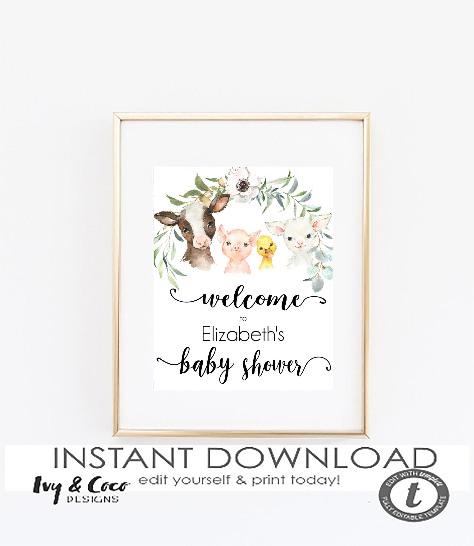 Farm Animal Welcome Sign | Editable Template | Welcome Sign | Farm ...