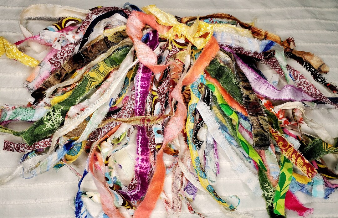 Fabric Hand Torn Strips, Snippet Rolls, Junk Journals, Collage, Fabric ...