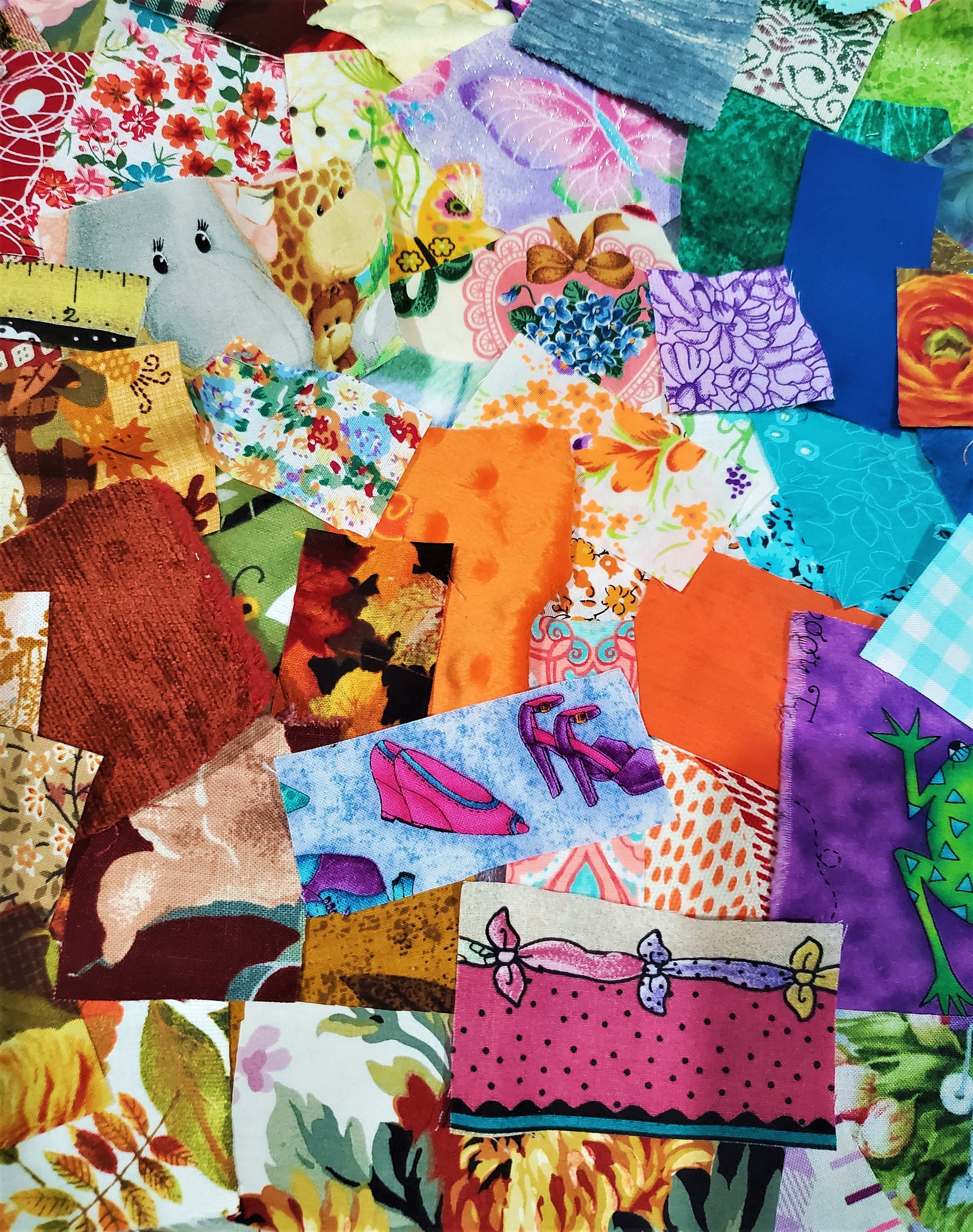 Fabric Scrap Assortment Bag, Vintage/newer, Slow Stitch, Bits, Snippet ...