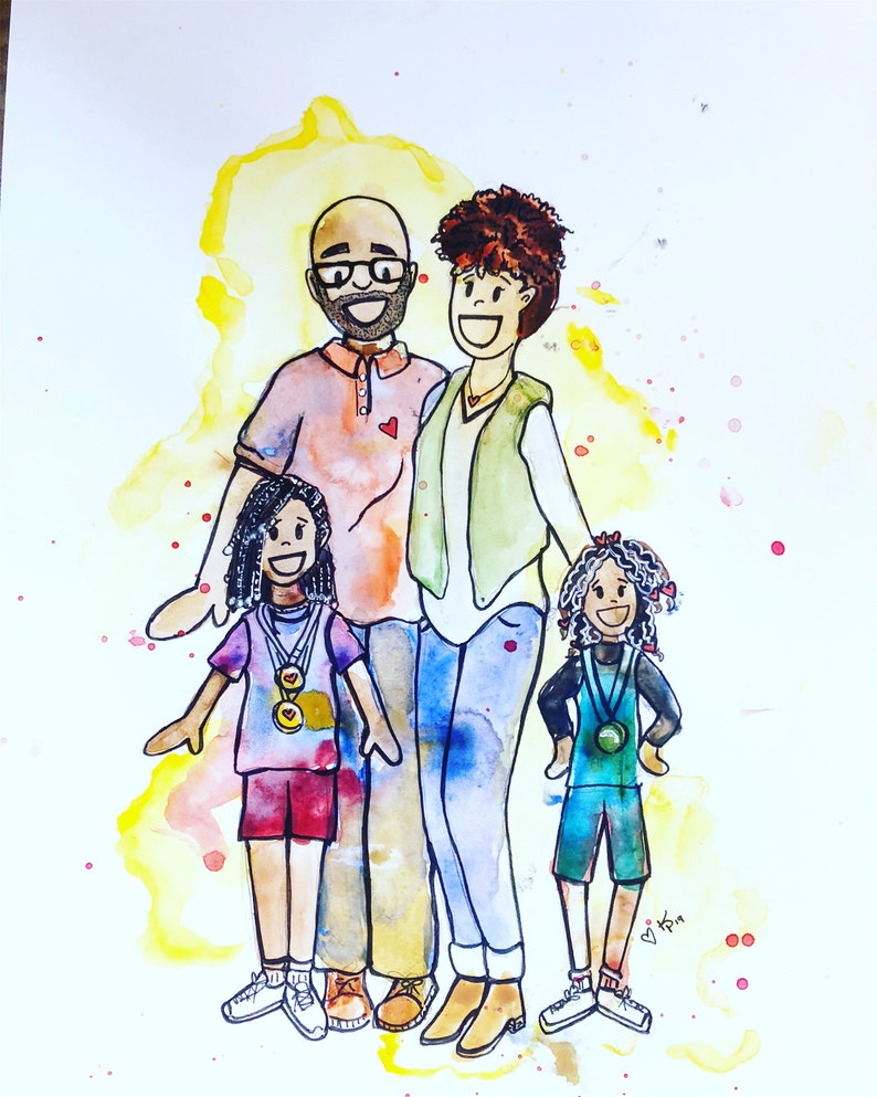 Custom-made Family Portraits (1-4 Characters) - Etsy