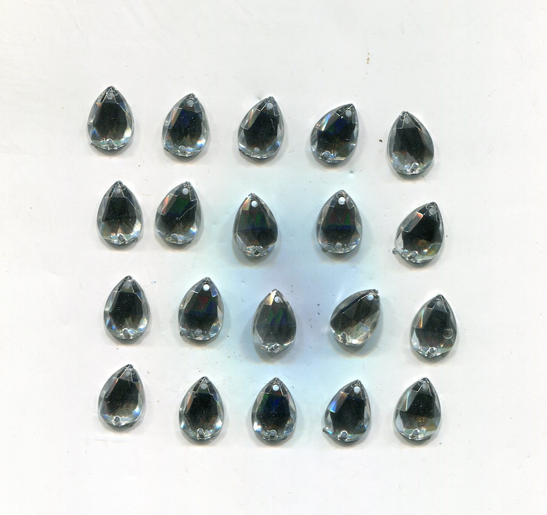 20 Sew-on Acrylic Rhinestone Crystals Drops Crystal 14 X 10 Mm - Etsy