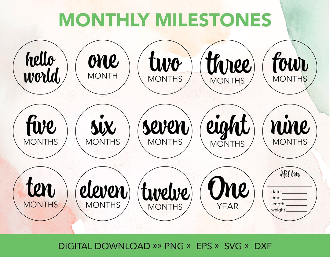 15 Baby Monthly Milestone SVG PNG DFX Eps Bundle, Glowforge Cricut ...