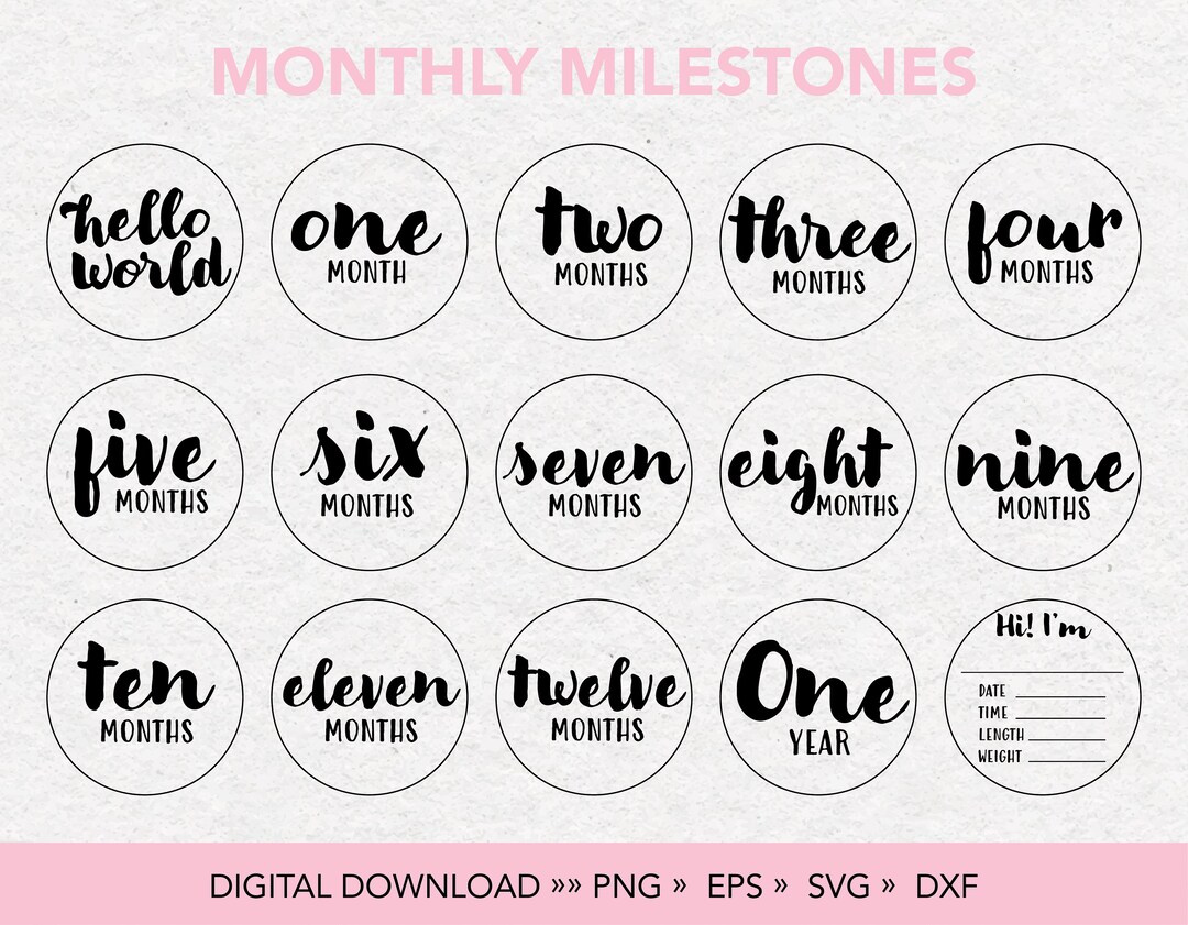 15 Baby Monthly Milestone SVG PNG DFX Eps Bundle, Glowforge Cricut ...