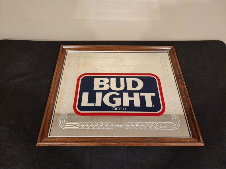 Vintage Cerveza Bud Light Bar Mirror, Vintage Bud Light Advertisement Sign - Etsy