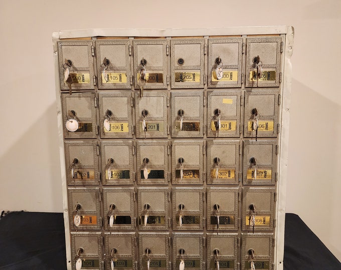 Vintage Brass Mailbox Cabinet, Vintage P.O Box Cabinet - Etsy