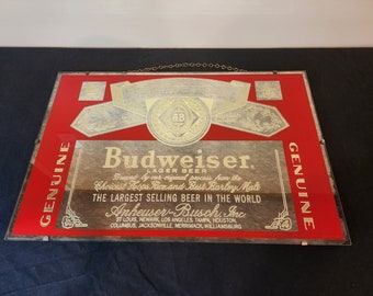 Vintage Budweiser Mirror Art, 70s, Beer Sign - Etsy