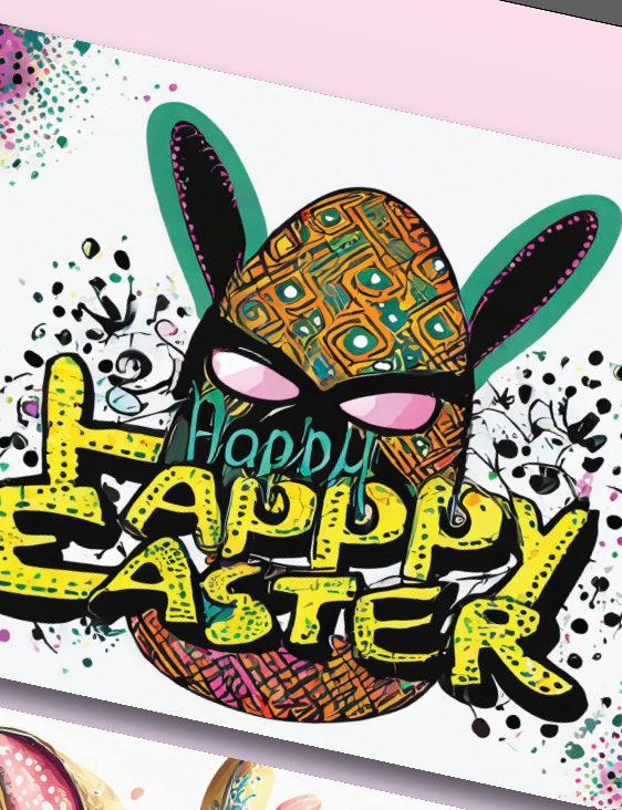 Funky Crazy Easter Bunny Cards Package 4, Six Different Designs Digital ...