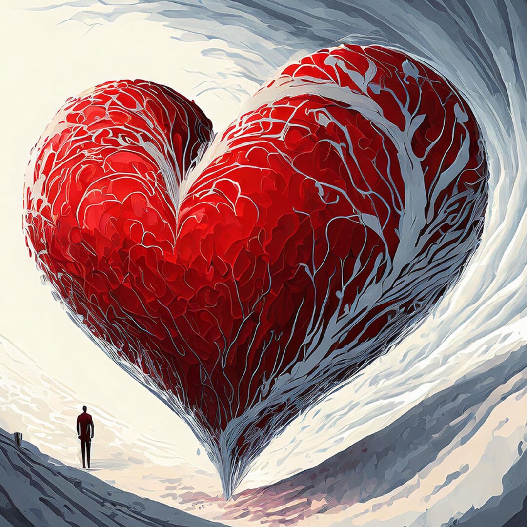 Valentines Day Giant Heart, Printable Art, Red Heart, Romantic Hearts ...