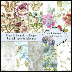 Floral & Damask Wallpaper /journal Pages / Digital Paper / Vintage ...