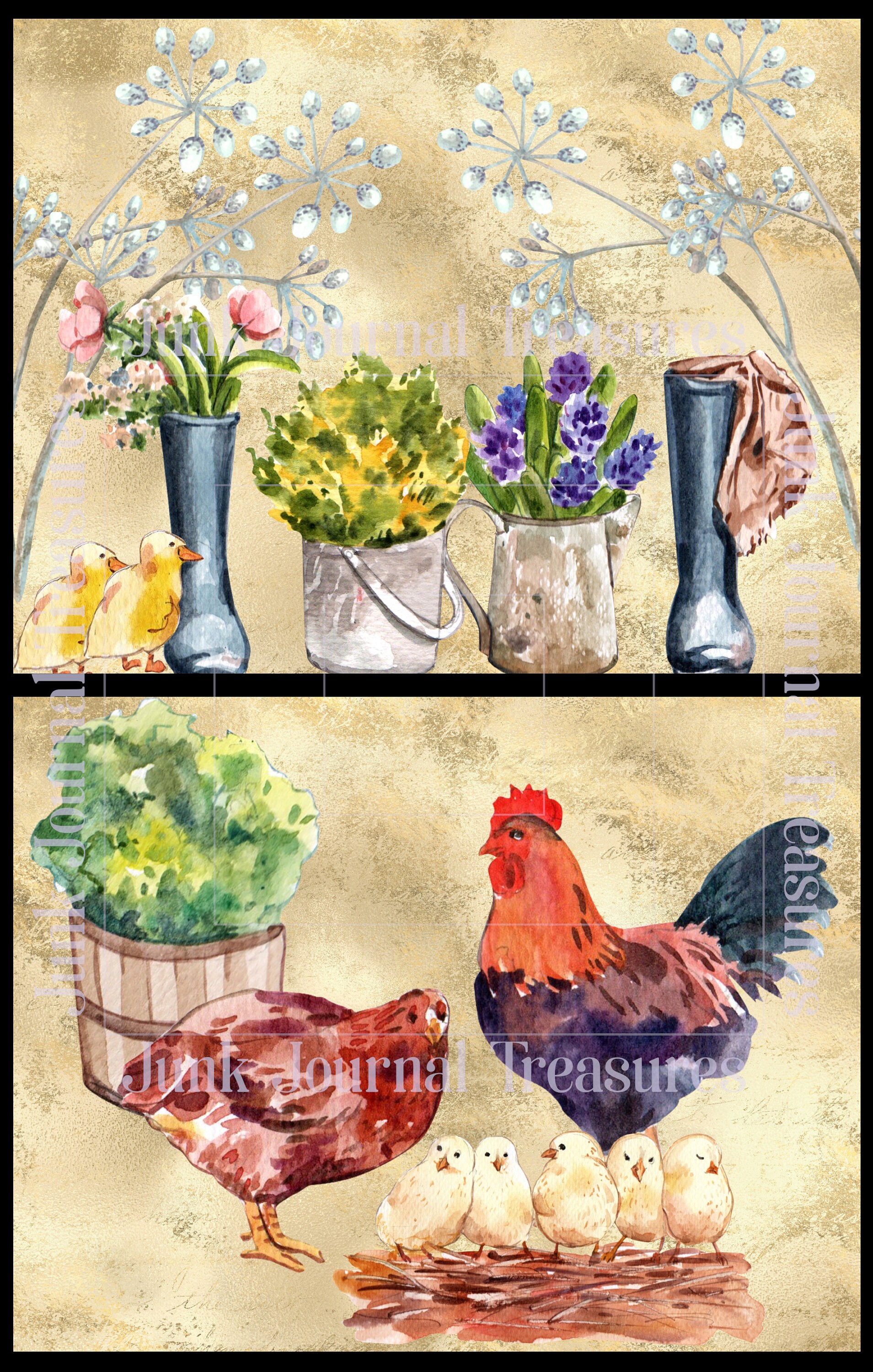 Shabby Farmhouse / Journal Pages / Digital Paper / Instant | Etsy