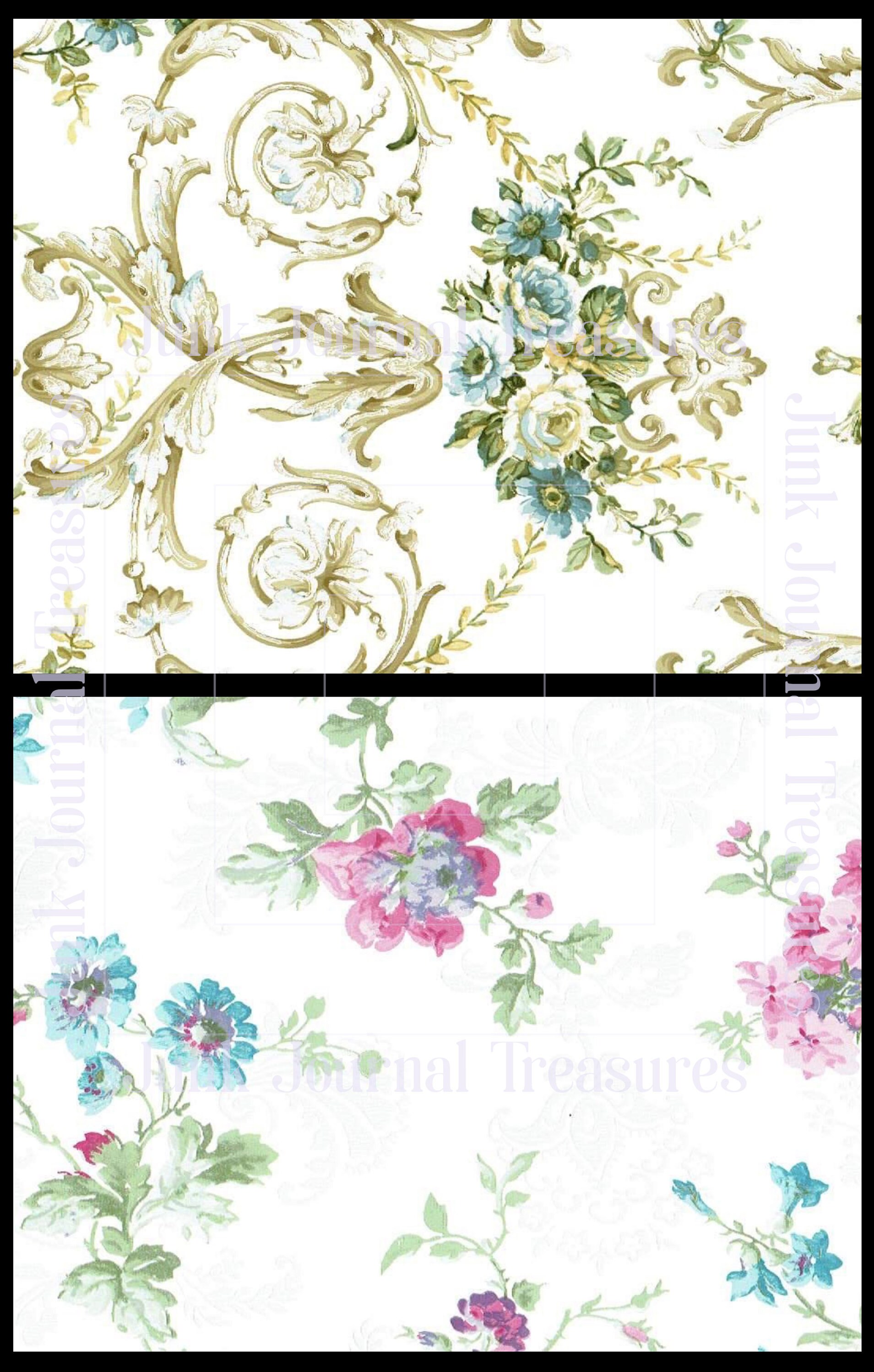 Floral & Damask Wallpaper /journal Pages / Digital Paper / - Etsy