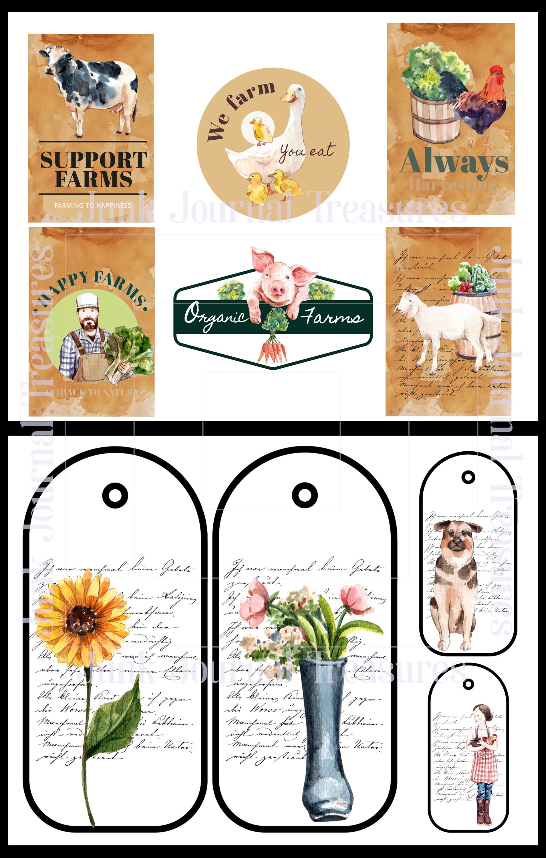 Shabby Farmhouse / Journal Pages / Digital Paper / Instant | Etsy