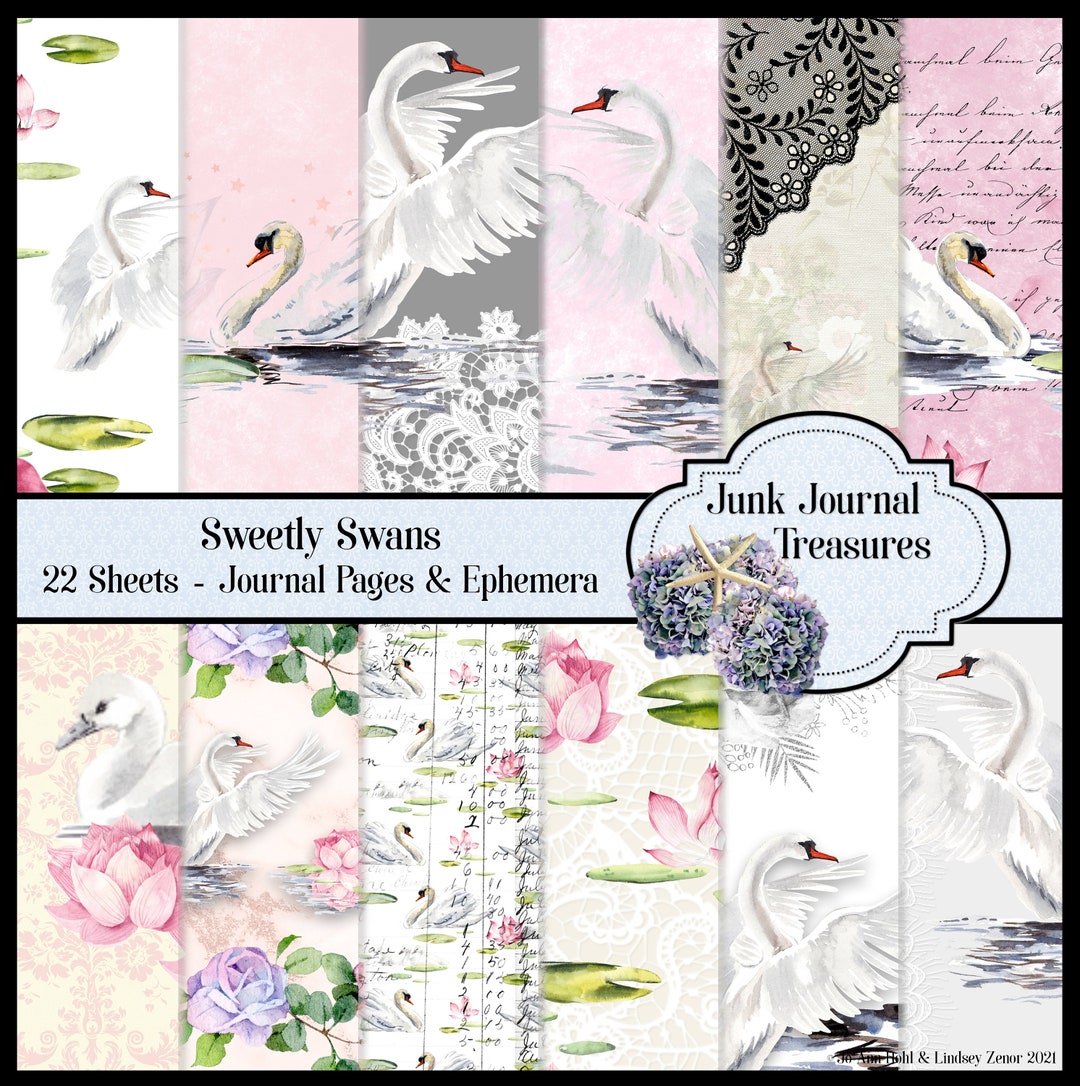Sweetly Swans / Journal Pages / Digital Paper / Instant - Etsy