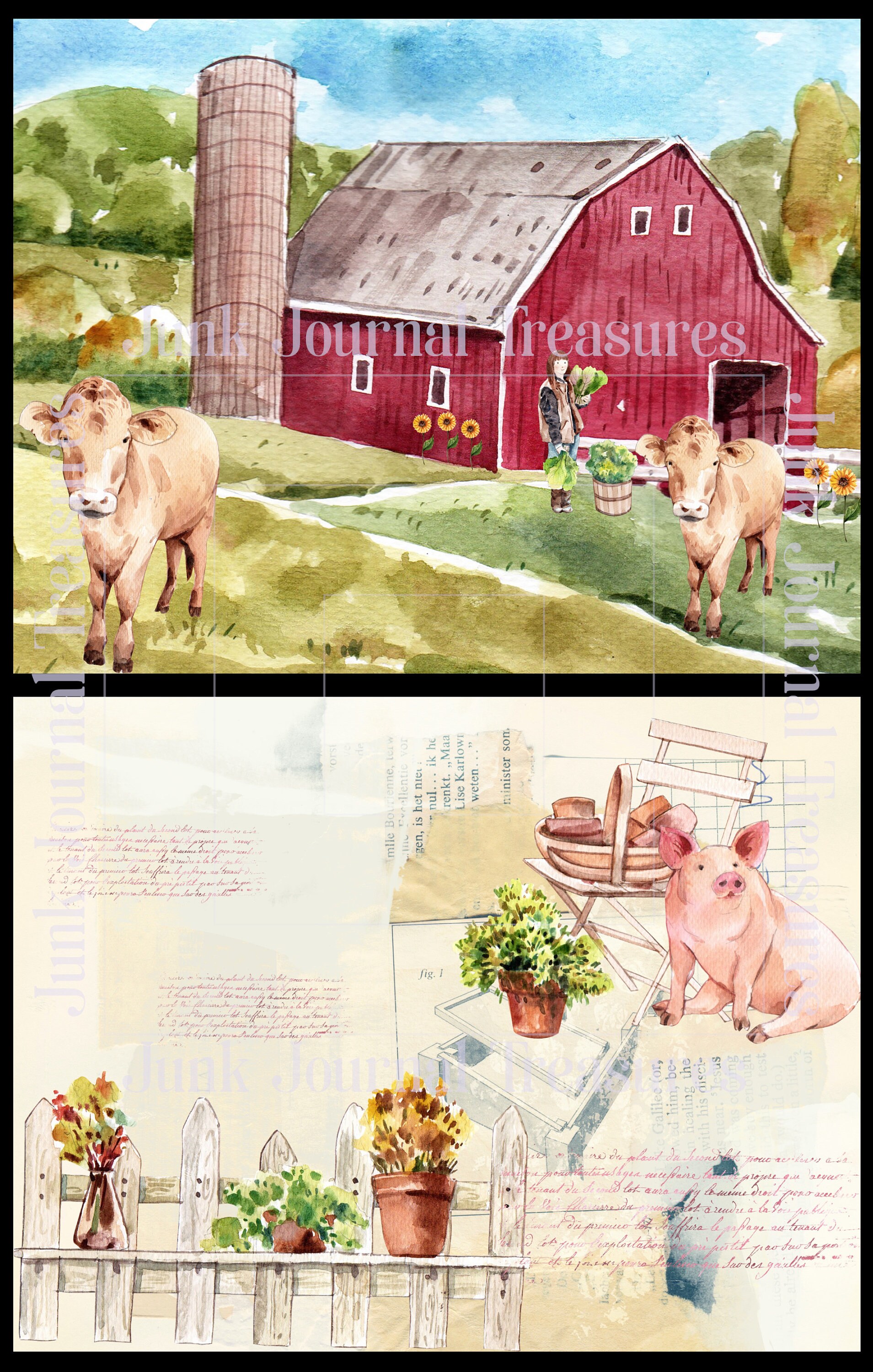 Shabby Farmhouse / Journal Pages / Digital Paper / Instant | Etsy