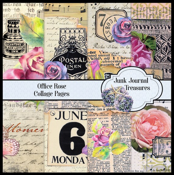 Office Rose / Collage Pages / Digital Paper / Instant Download | Etsy