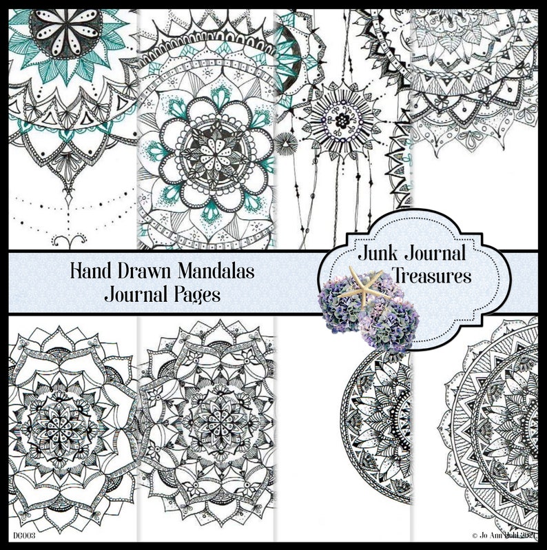 Hand Drawn Mandalas / Journal Pages / Digital Paper/ Instant - Etsy