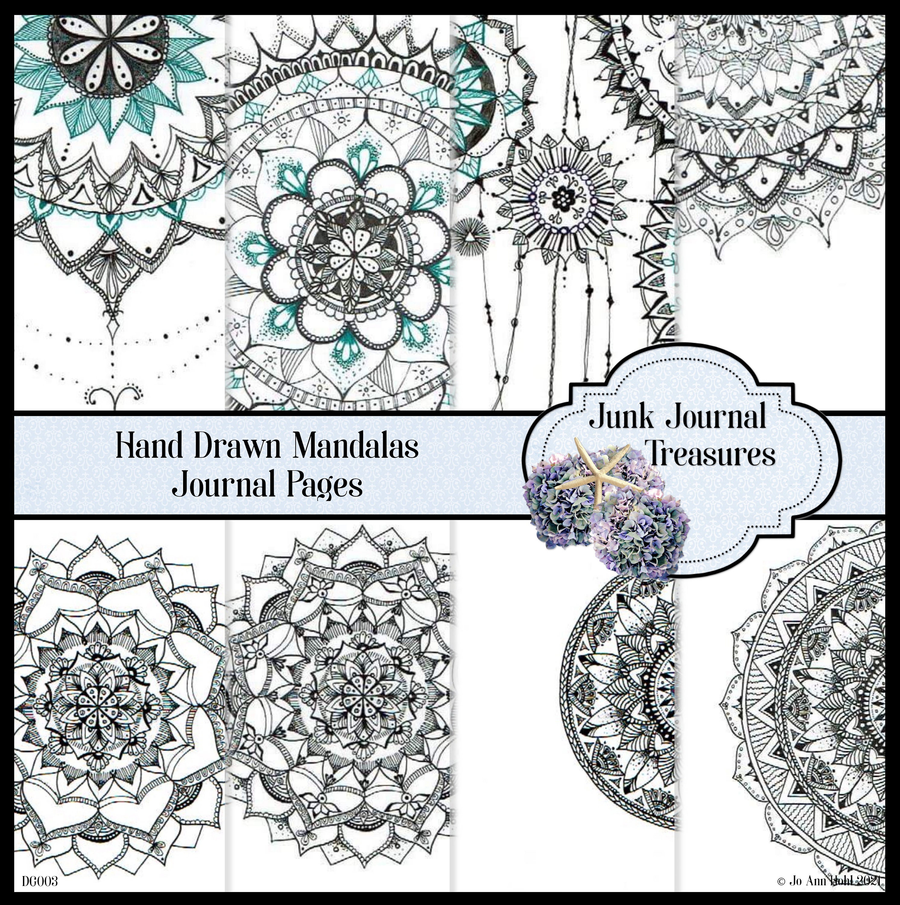 Hand Drawn Mandalas / Journal Pages / Digital Paper/ Instant | Etsy