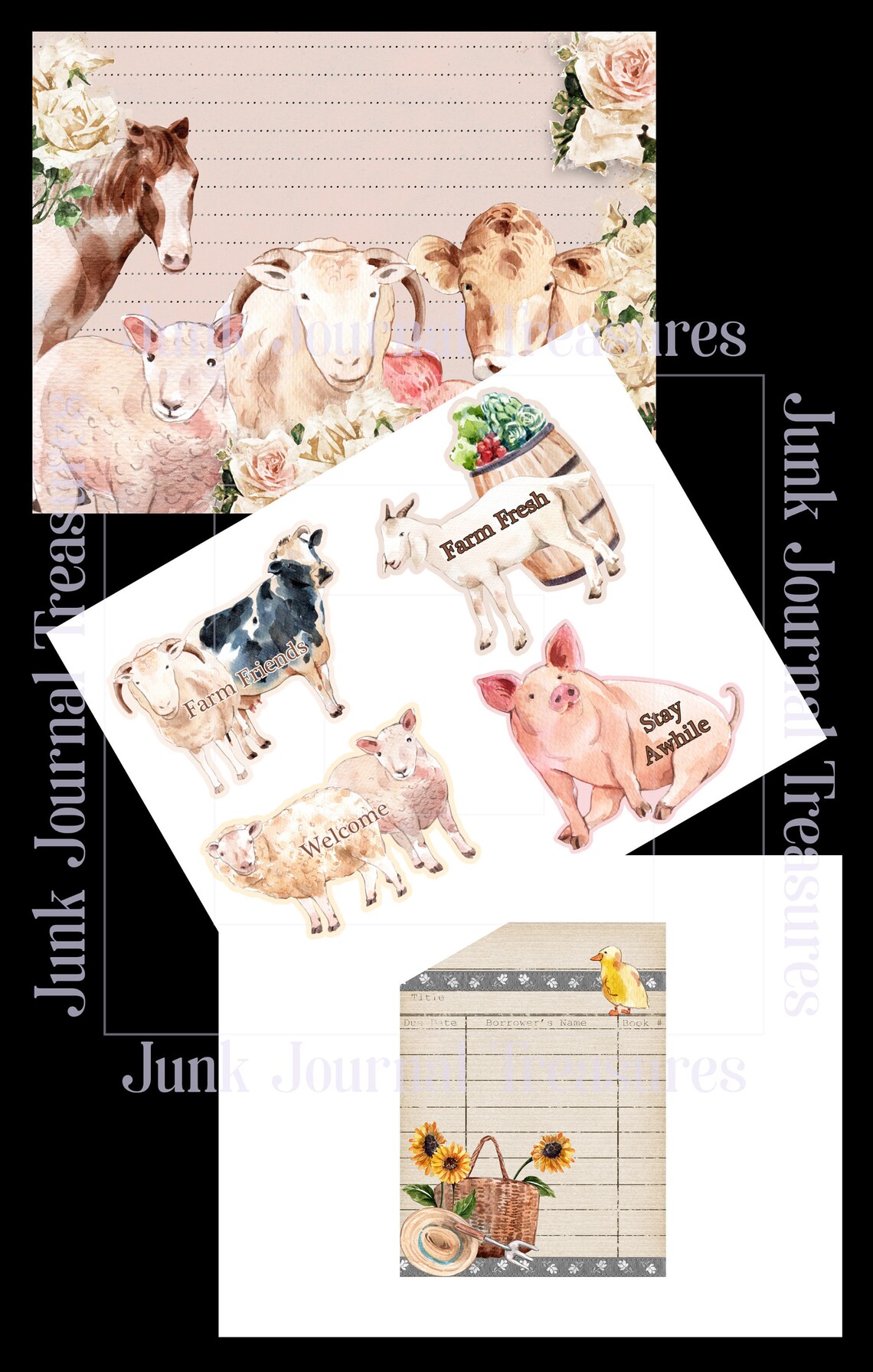 Shabby Farmhouse / Journal Pages / Digital Paper / Instant | Etsy