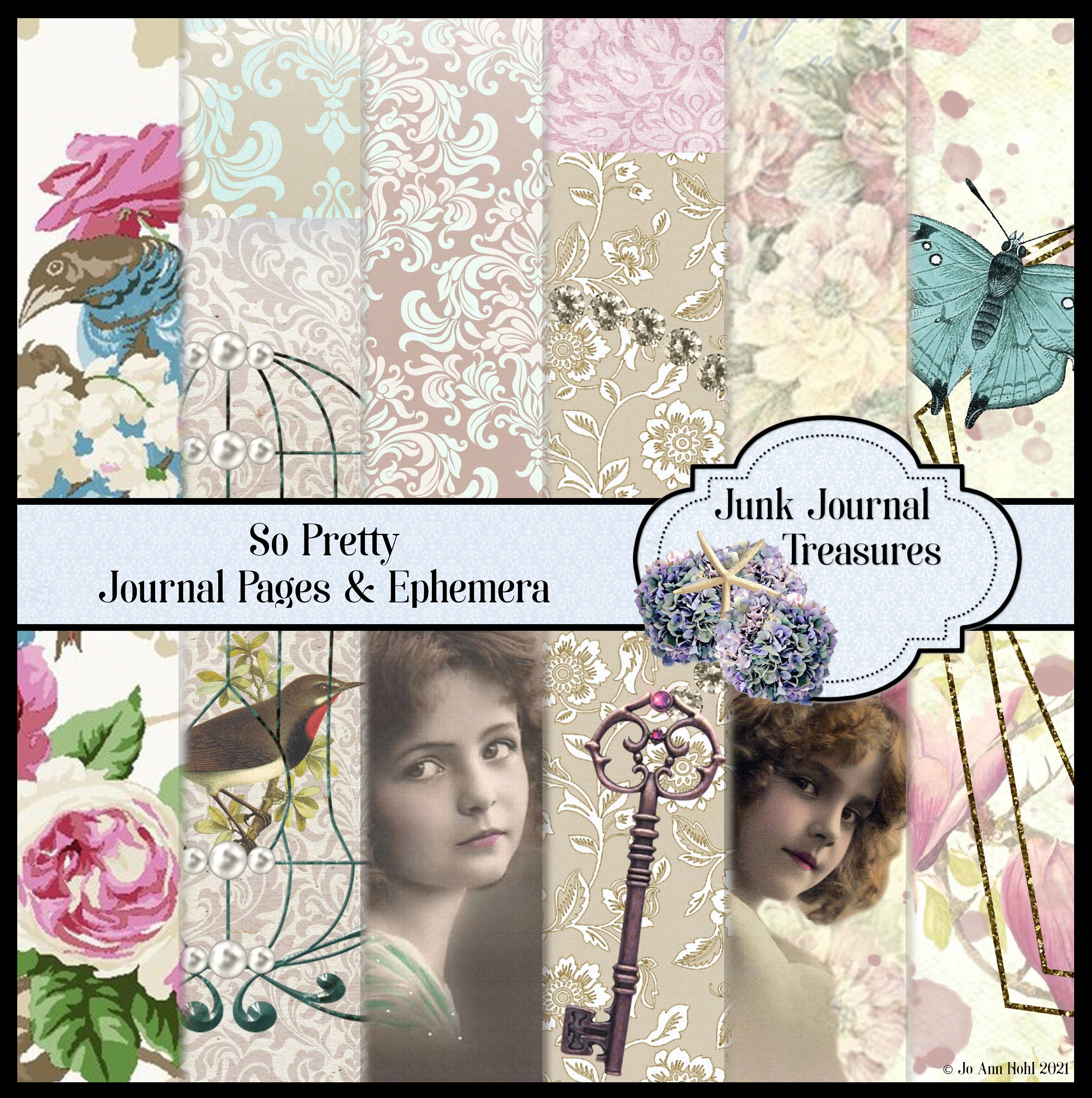 So Pretty / Journal Pages & Ephemera / Digital Paper / Instant Download ...