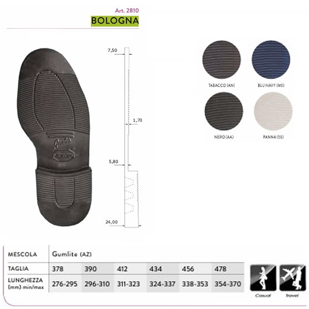 Vibram Gumlite Bologna Rubber Sole Art. 2810 Lightweight Anti-slip ...