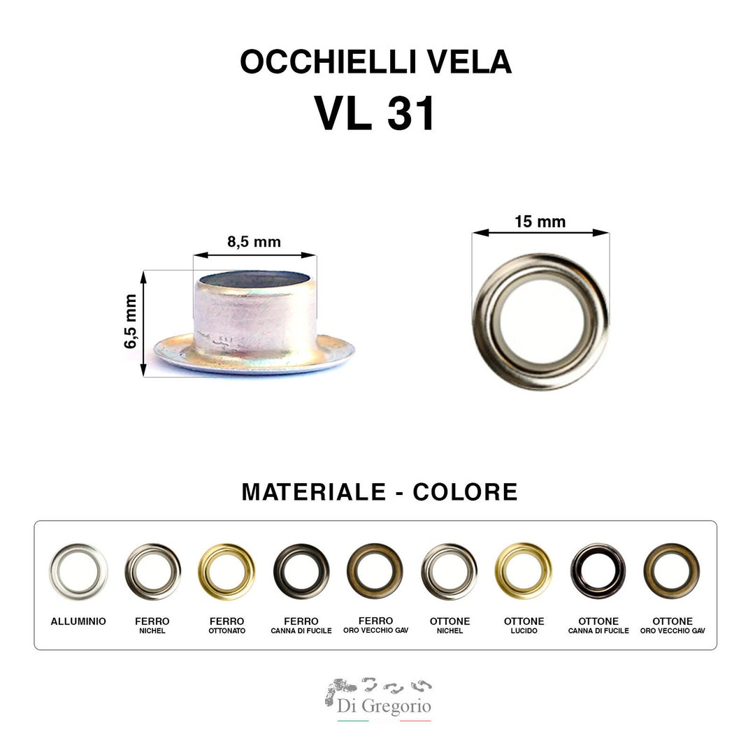 Sailing Eyelets VL31 in Aluminum Iron Brass Ø 1.5 Cm 100 Pcs Metal ...