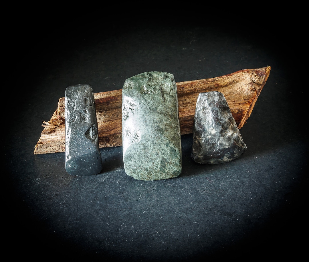 Three Neolithic Stone Adzes/three Small Stone Axeheads/three Neolithic ...