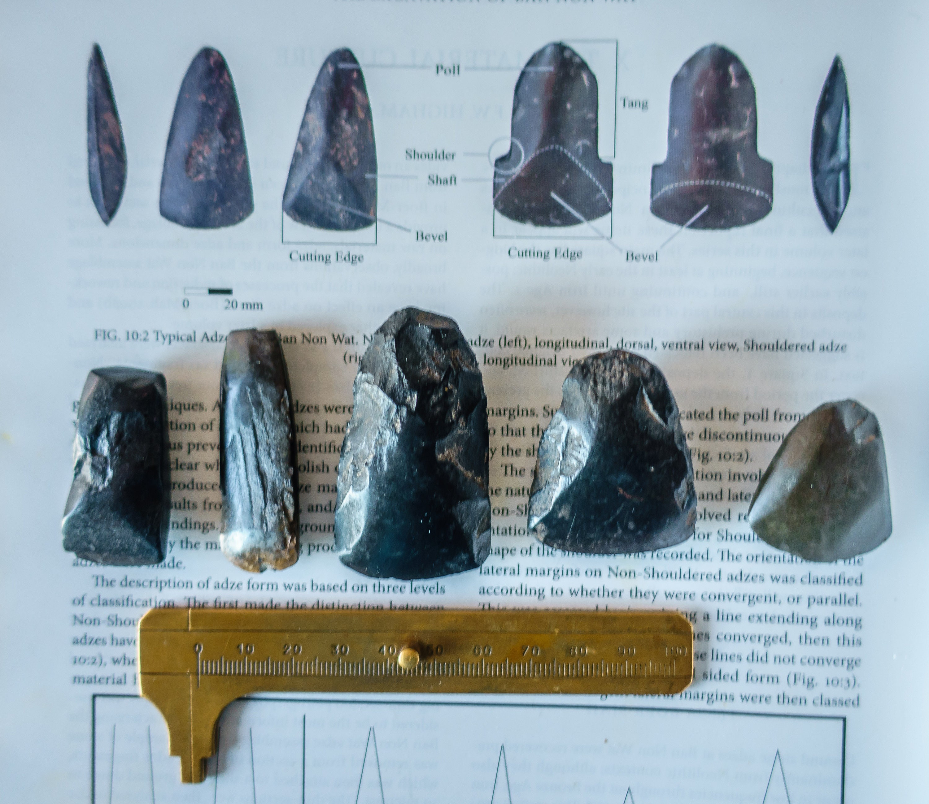 Five Neolithic Stone Adzes/five Small Stone Axeheads/five Neolithic ...