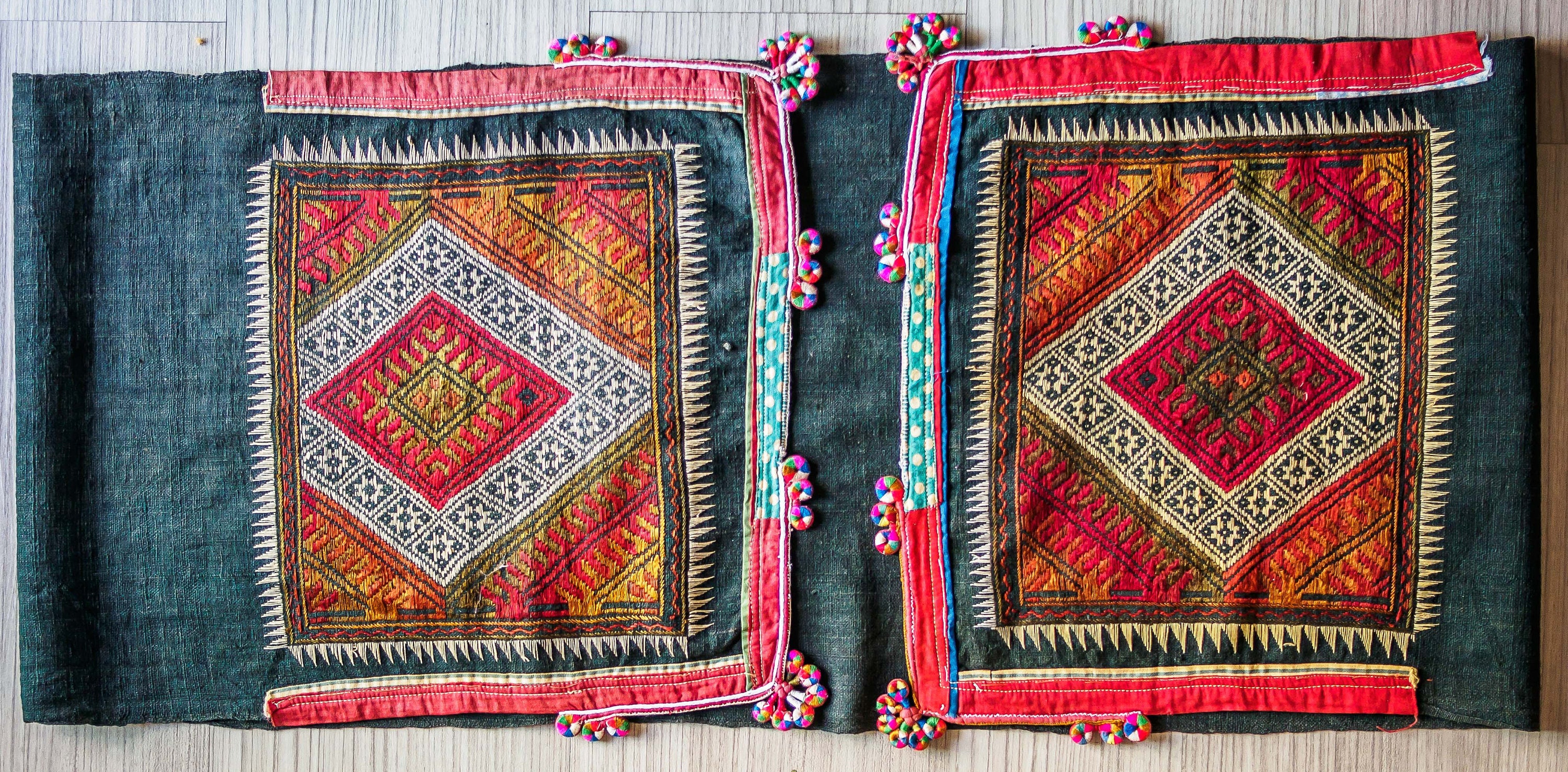 Vintage Hmong Hill Tribe Silk Embroidered Cotton Sash or Tunic Belt ...