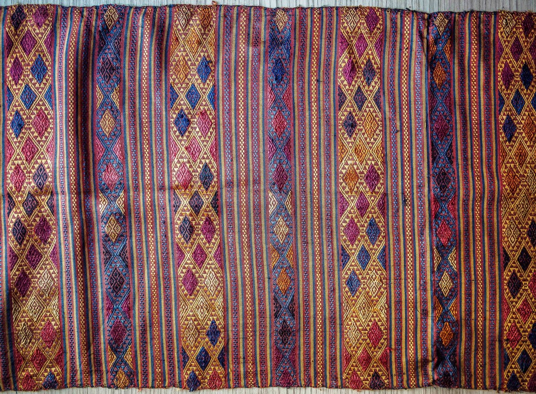Antique Laotian Silk Wallhanging/ Vintage Laotian Silk Sash/ Antique ...