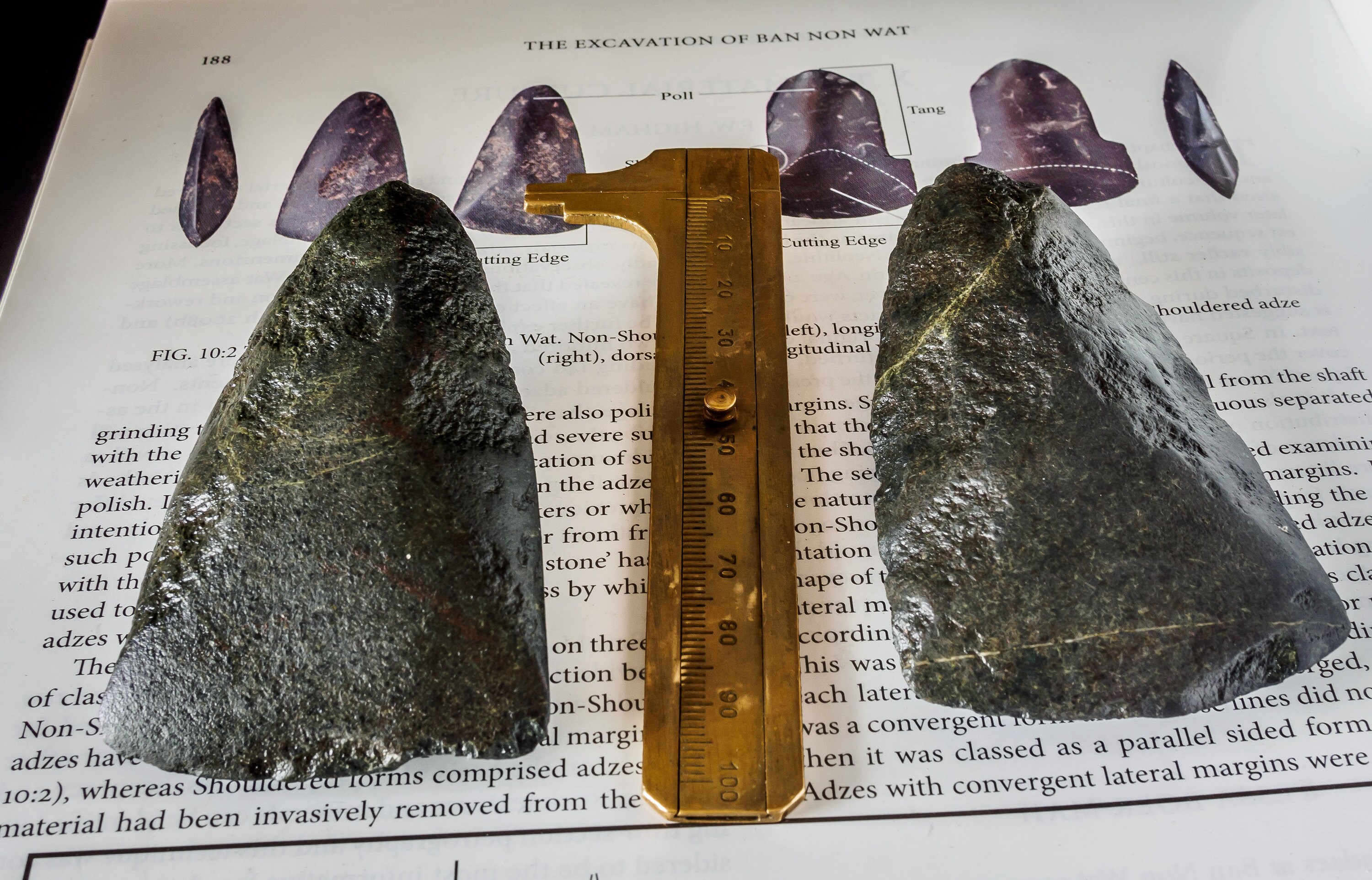 Two Neolithic Stone Adzes/a Pair of Stone Axeheads/two Neolithic Thai ...