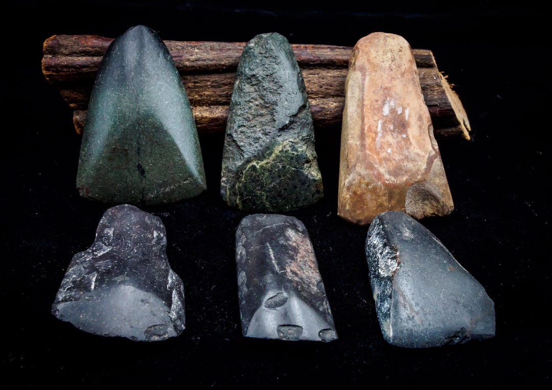 Six Neolithic Stone Adzes/six Small Stone Axeheads/six Neolithic Thai ...