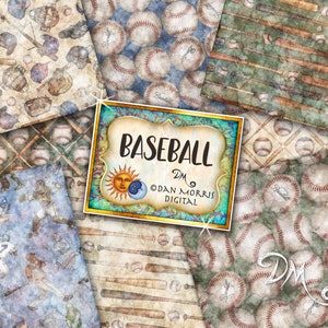 Baseball Digital Paper Set Digital Craft Paper Instant - Etsy