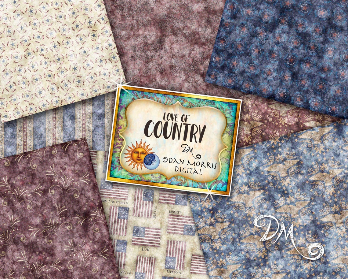 Love of Country Digital Paper Set Digital Craft Paper - Etsy