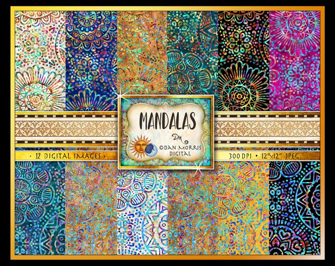 Mandalas Digital Paper Set, Digital Craft Paper, Instant Download ...
